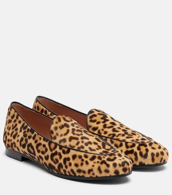 AQUAZZURA Leopard-print Calf Hair Loafers - Brown