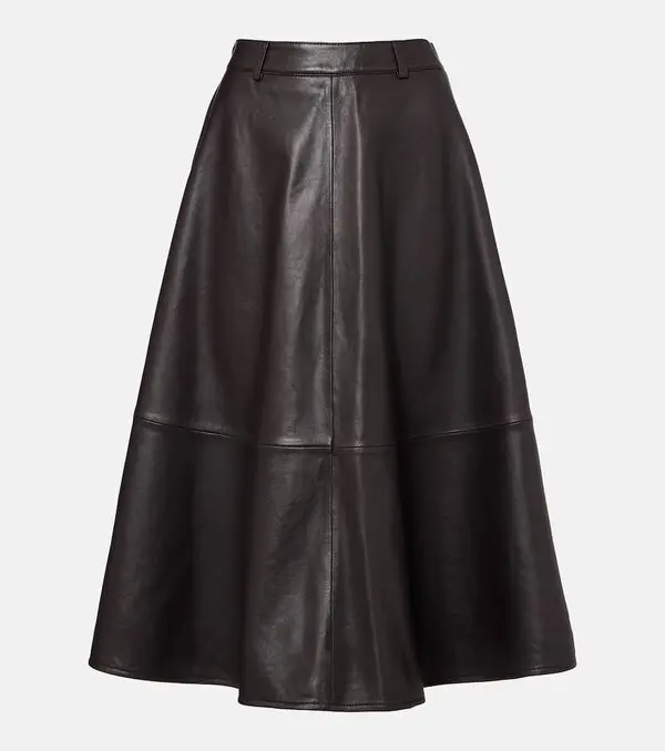 THE FRANKIE SHOP Savil Leather Midi Skirt - Brown