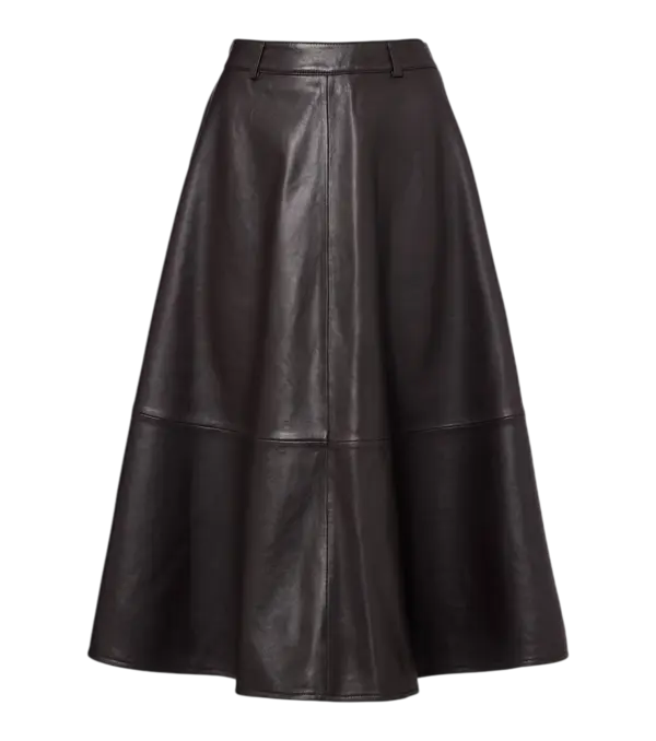THE FRANKIE SHOP Savil Leather Midi Skirt - Brown