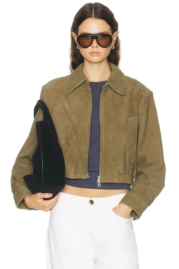 AGOLDE Nahlia Cropped Suede Jacket - Canopy