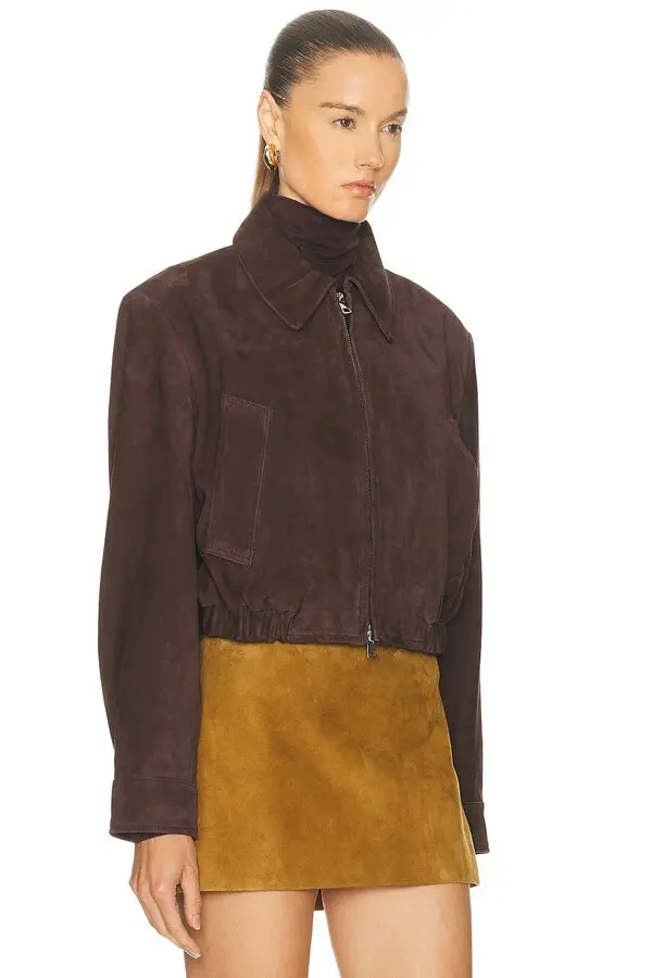 AGOLDE Nahlia Cropped Suede Jacket - Root
