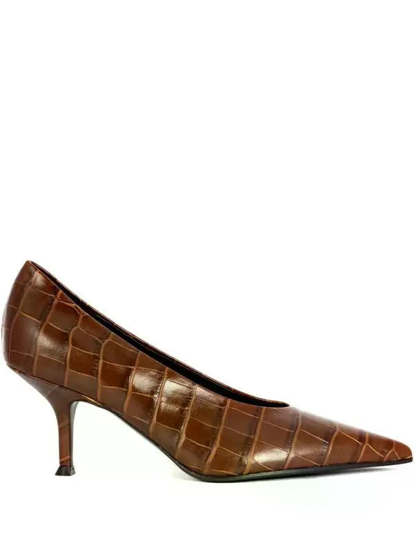 LELLA BALDI 50mm Crocodile-effect Pointed Pumps