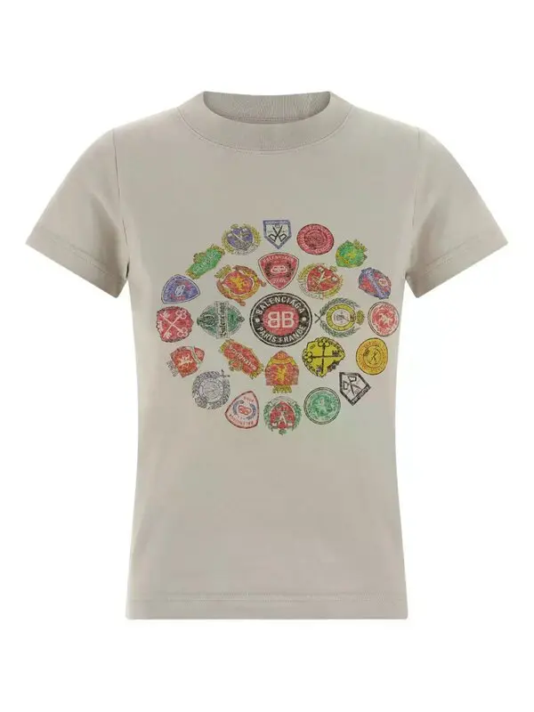Balenciaga Logo-print Crew-neck T-shirt - Neutrals
