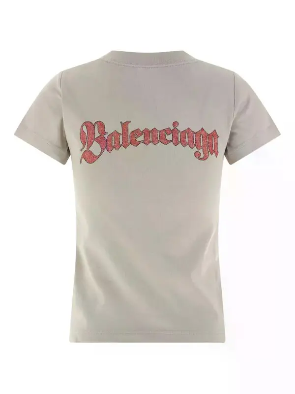 Balenciaga Logo-print Crew-neck T-shirt - Neutrals