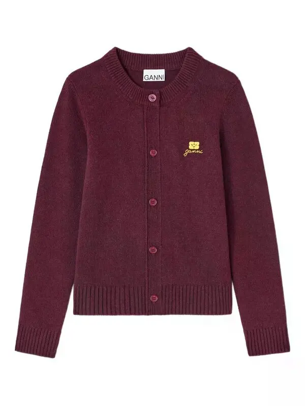 GANNI Round-neck Cardigan - Red