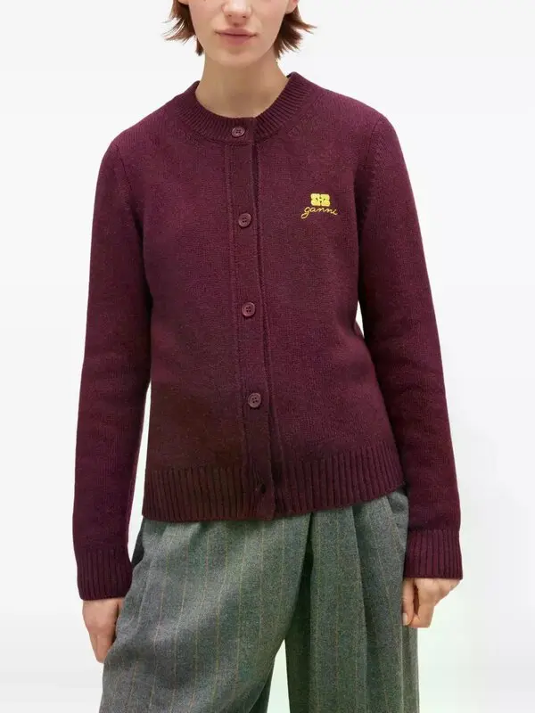 GANNI Round-neck Cardigan - Red