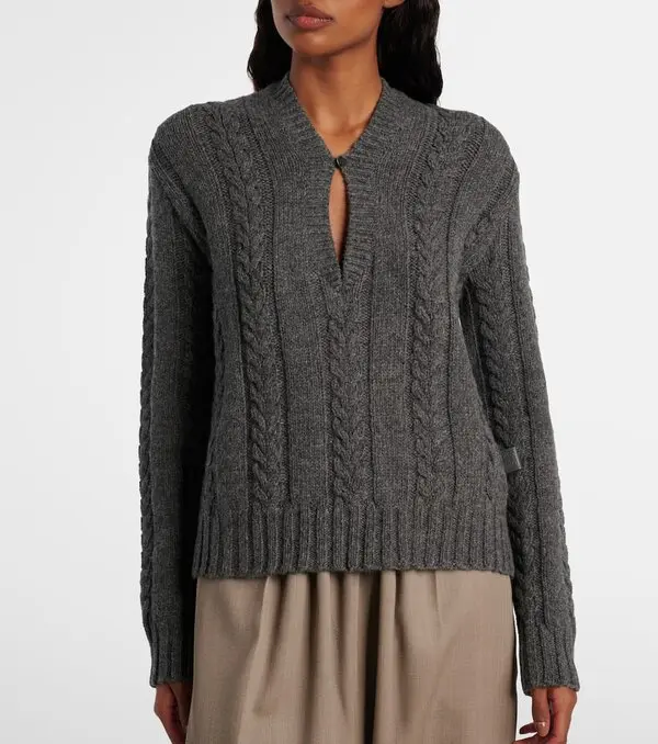 Loewe Cable-knit Wool Mouline Sweater - Grey