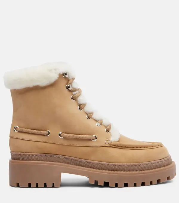 YVES SALOMON Shearling-lined Suede Lace-up Boots