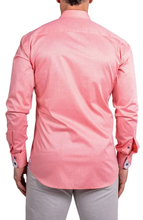 MACEOO Einstein Ascension0061 Micropattern Cotton Button-up Shirt - Red