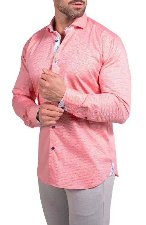 MACEOO Einstein Ascension0061 Micropattern Cotton Button-up Shirt - Red