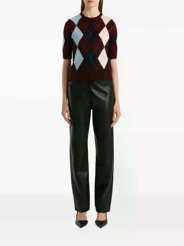 Khaite Diamond-pattern Short-sleeve Top - Red