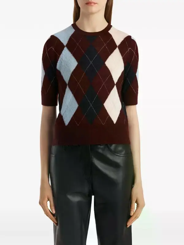 Khaite Diamond-pattern Short-sleeve Top - Red