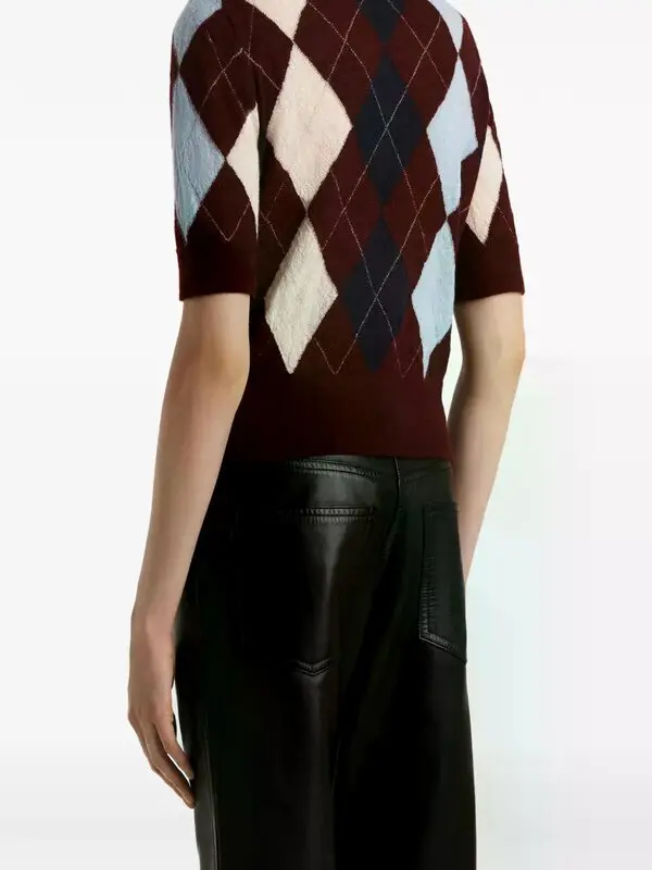 Khaite Diamond-pattern Short-sleeve Top - Red
