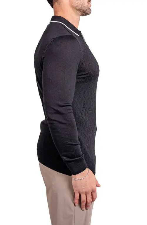 MACEOO Knitted Merino Wool Quarter-zip Sweater - Black