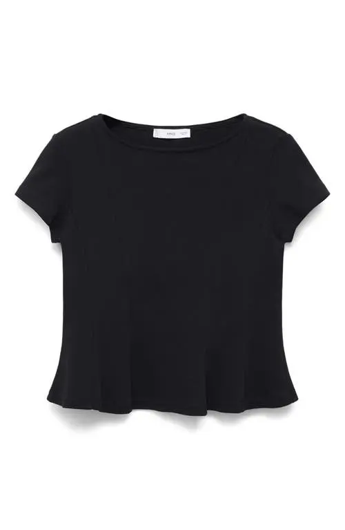 Mango A-line Cotton T-shirt - Black