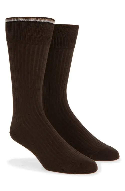 BOSS Ribbed Cotton-blend Dress Socks Pack Of 2 - Dark Brown