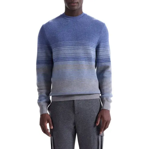 Bugatchi Gradient Stripe Merino Wool Sweater - Cobalt