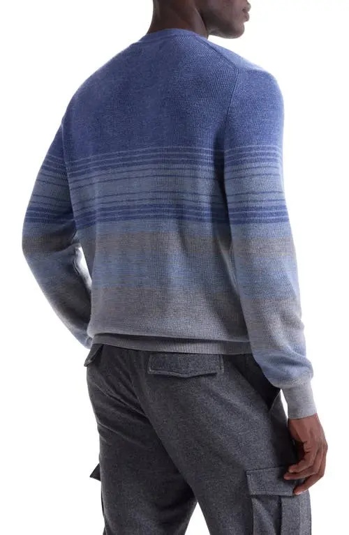 Bugatchi Gradient Stripe Merino Wool Sweater - Cobalt