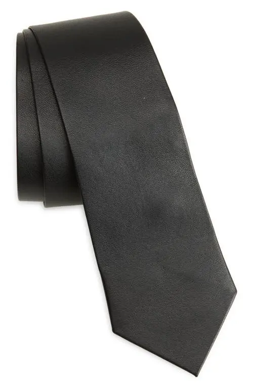 TOM FORD Lambskin Leather Neck Tie - 1n001 Black