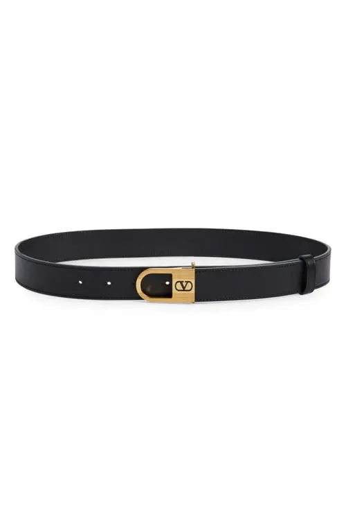 Valentino Garavani Vlogo Signature Leather Belt - Nero