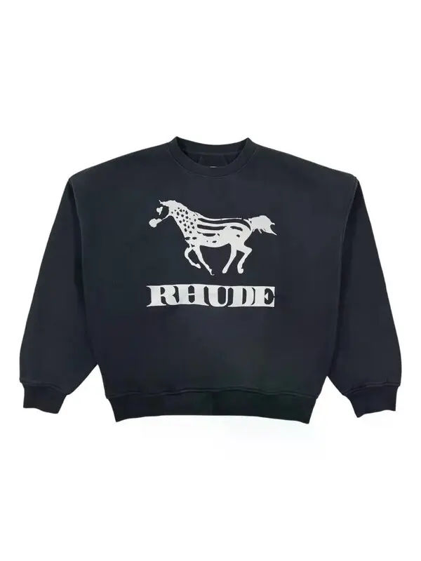 Rhude Dinero Graphic Crew-neck Sweatshirt - Black
