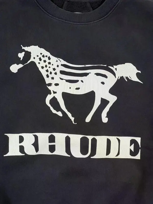 Rhude Dinero Graphic Crew-neck Sweatshirt - Black