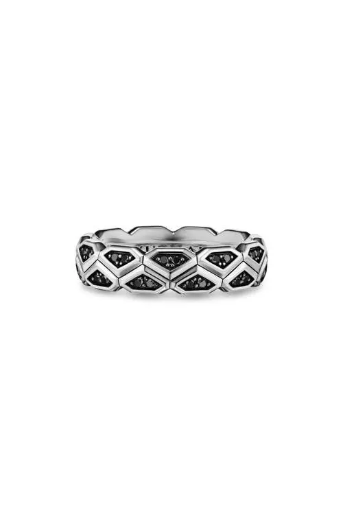 David Yurman Hex Band Fine Ring - Black Diamond Silv