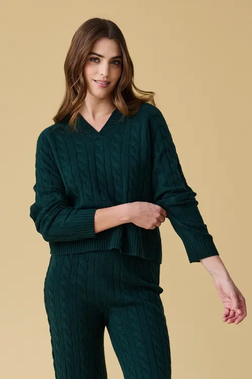 KIP Merino Cashmere Lounge Sweater - Pine Green