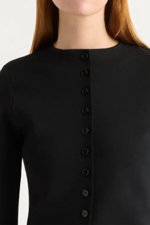 Modern Citizen Charla Button Crew-neck Sweater