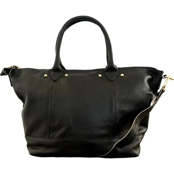 Pink Haley Ellie Handmade Leather Tote - Black