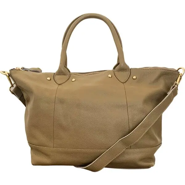 Pink Haley Ellie Handmade Leather Tote - Sand