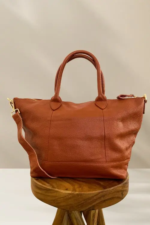 Pink Haley Ellie Handmade Leather Tote - Sienna