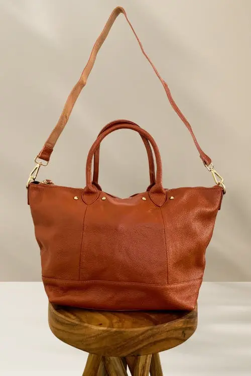 Pink Haley Ellie Handmade Leather Tote - Sienna
