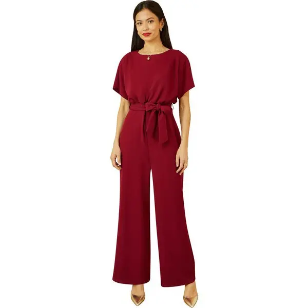 YUMI Batwing Stretch Jumpsuit - Burgundy