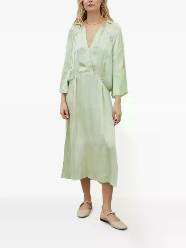 green short long sleeve dress Entro Shiny Green Metallic Long Sleeve Mini Dress – Deja Nu Tx main image 1
