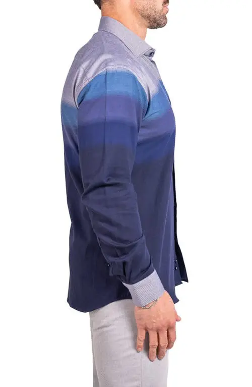 MACEOO Fibonacci Ascension Contemporary Fit Button-up Shirt - Blue