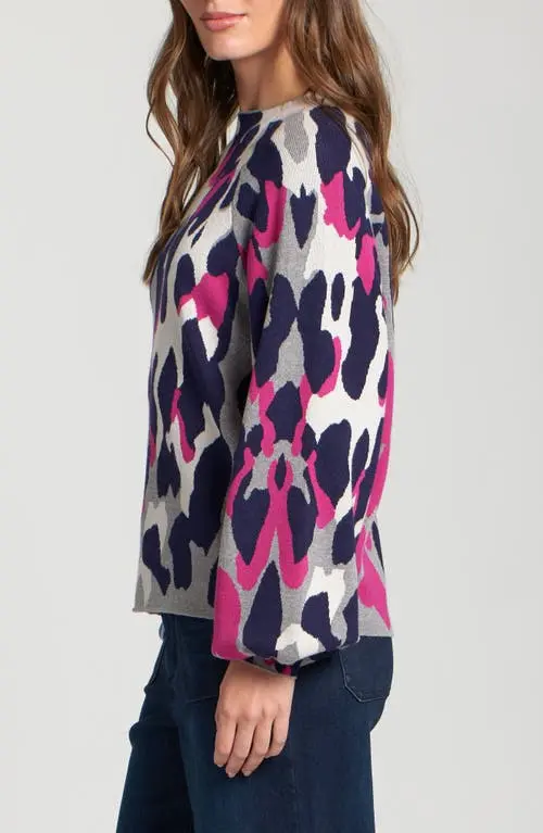 APNY Animal Print Funnel Neck Sweater