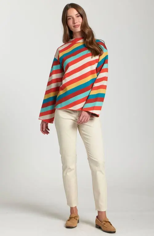 APNY Diagonal Stripe Funnel Neck Sweater