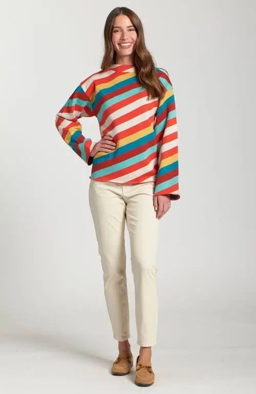 APNY Diagonal Stripe Funnel Neck Sweater