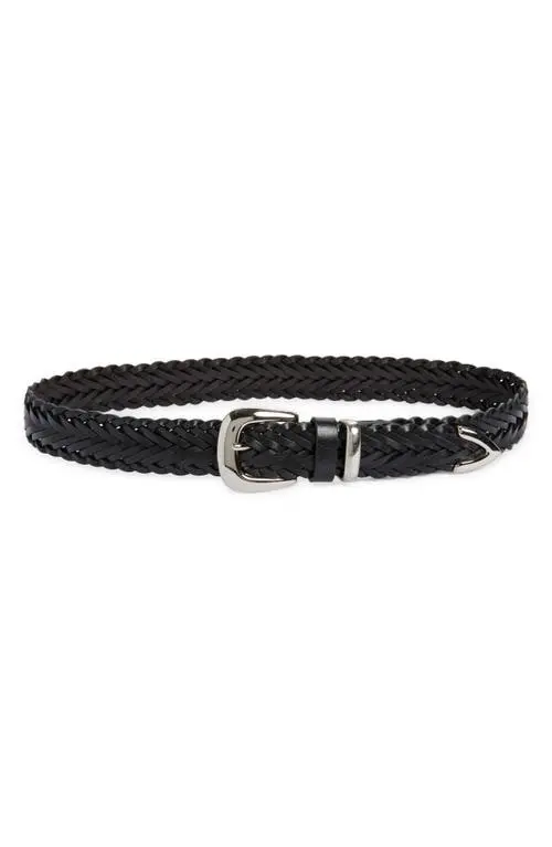 Treasure & Bond Braided Leather Belt - Black- Silver