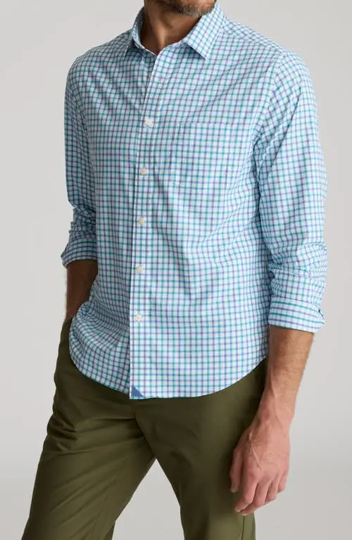 UNTUCKIT Roscoe Check Performance Button-up Shirt - Blue Teal White