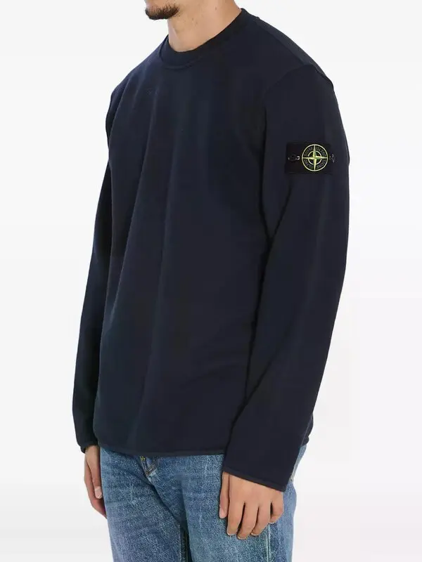 Stone Island Logo Badge Crew-neck Sweatshirt - Blue