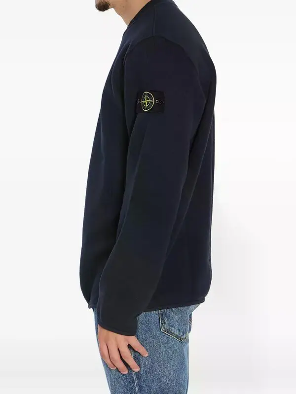 Stone Island Logo Badge Crew-neck Sweatshirt - Blue