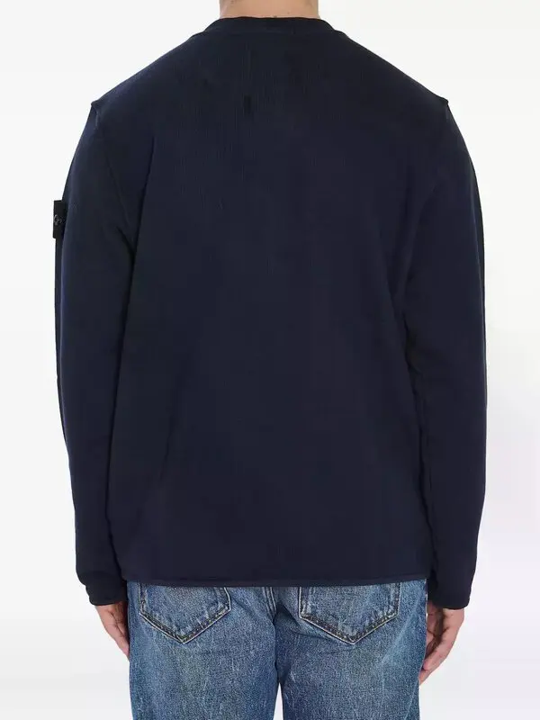 Stone Island Logo Badge Crew-neck Sweatshirt - Blue