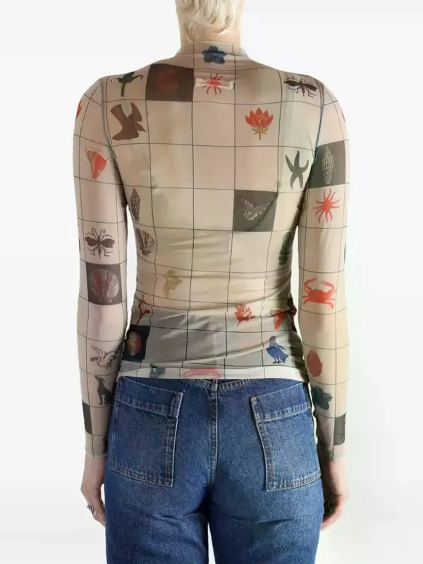 YASSMIN SALEH Printed Grid Top