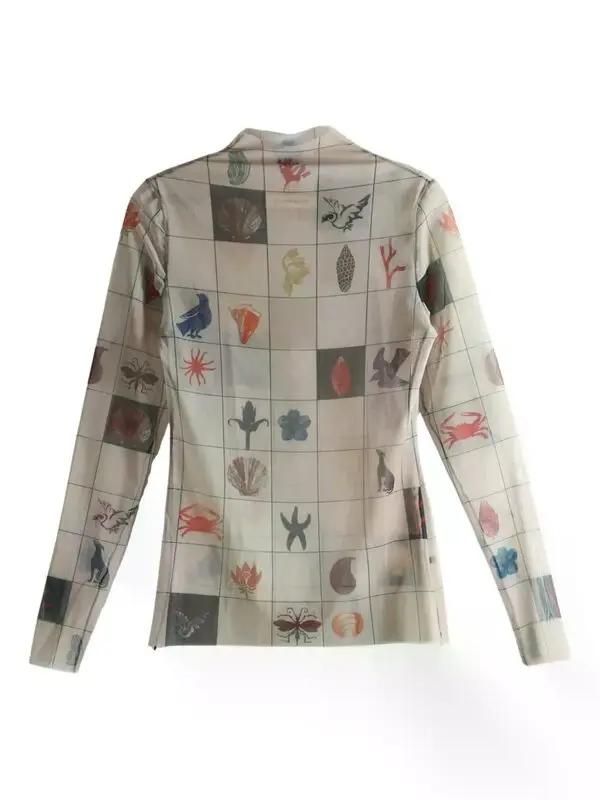 YASSMIN SALEH Printed Grid Top