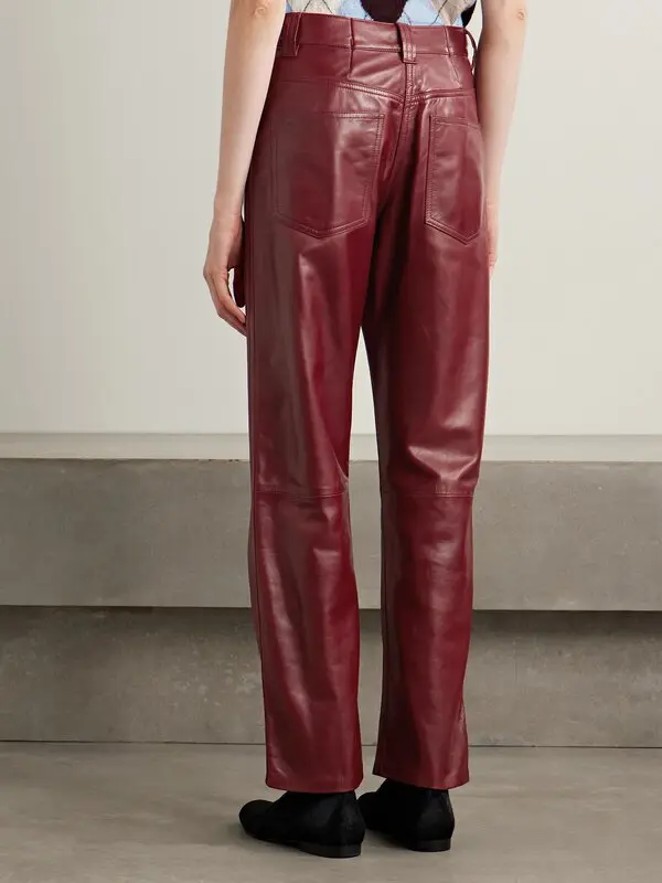 Khaite Callum Leather Straight-leg Pants - Red