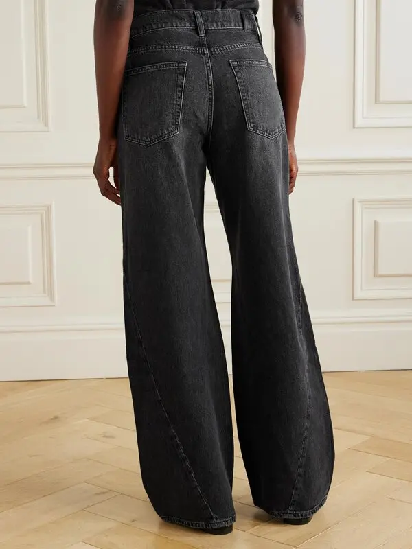 ANINE BING Brie Paneled High-rise Wide-leg Jeans