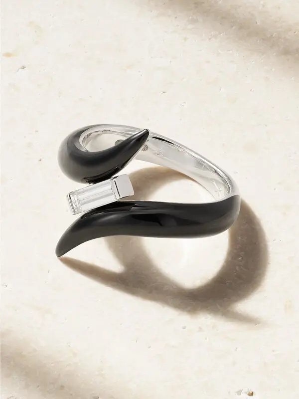 Nikos Koulis Oui Diamond And Enamel Ring - Black