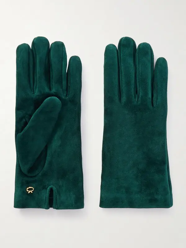 GIANVITO ROSSI Embellished Suede Gloves - Green